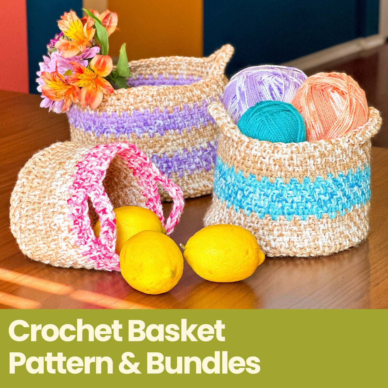 Crochet Baskets - Crochet Pattern & Bundles – The Neon Tea Party